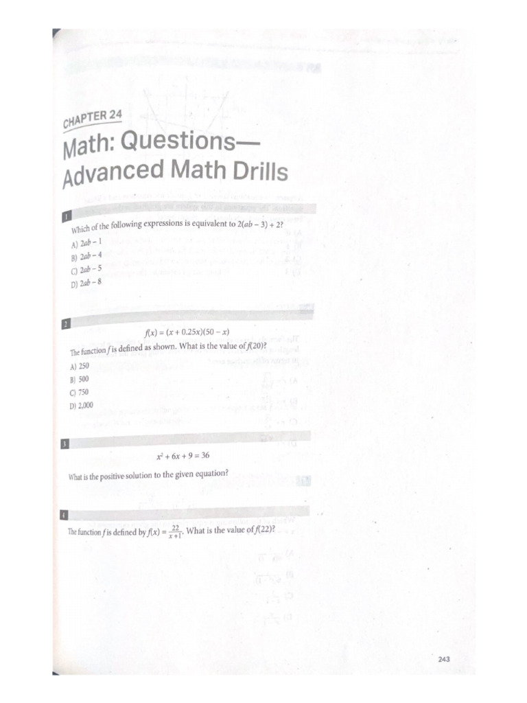 Advanced Math Drills | PDF