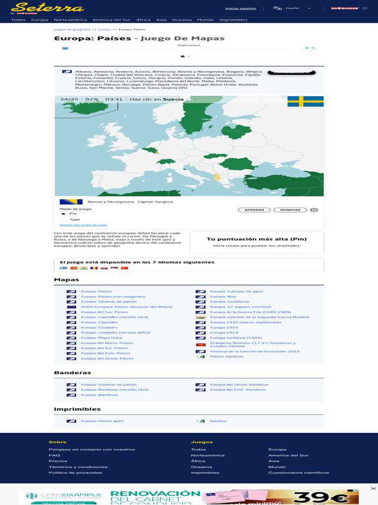 Europa Países - Juego de Mapas - Seterra | PDF | Europa