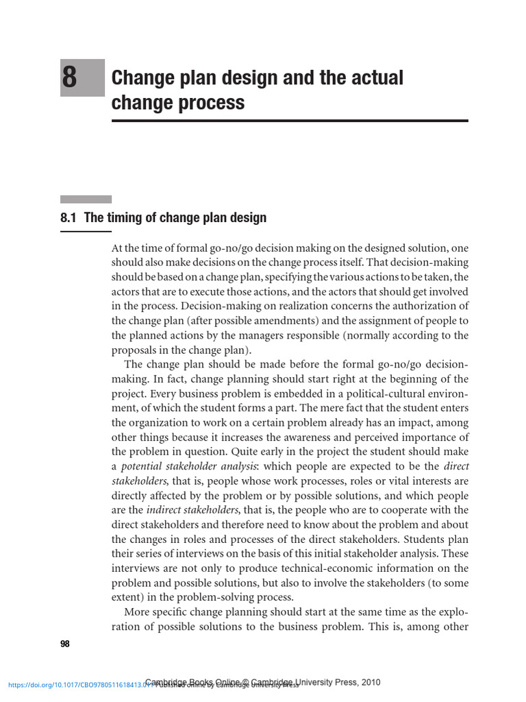07.4 Pp 98 112 Change Plan Design and the Actual Change Process | PDF | Decision Making | Design