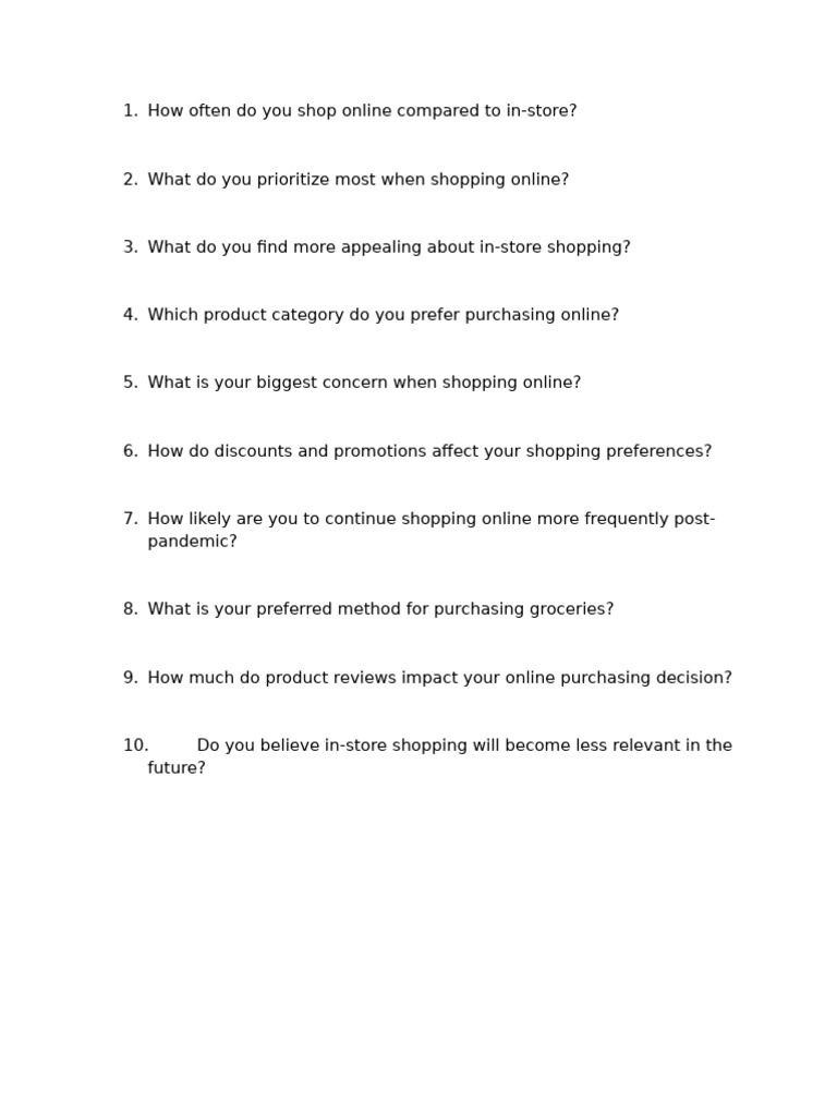 Shopping Preferences | PDF | Self-Improvement