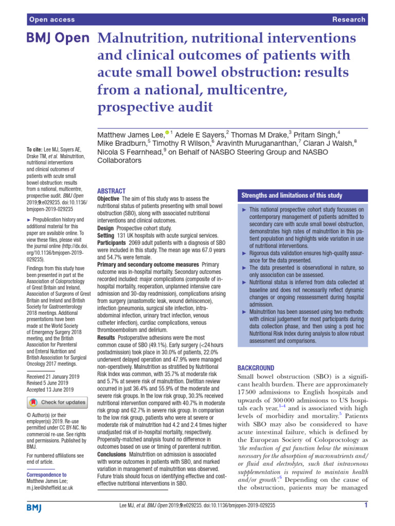 Malnutrition,_nutritional_inte | PDF | Surgery | Regression Analysis