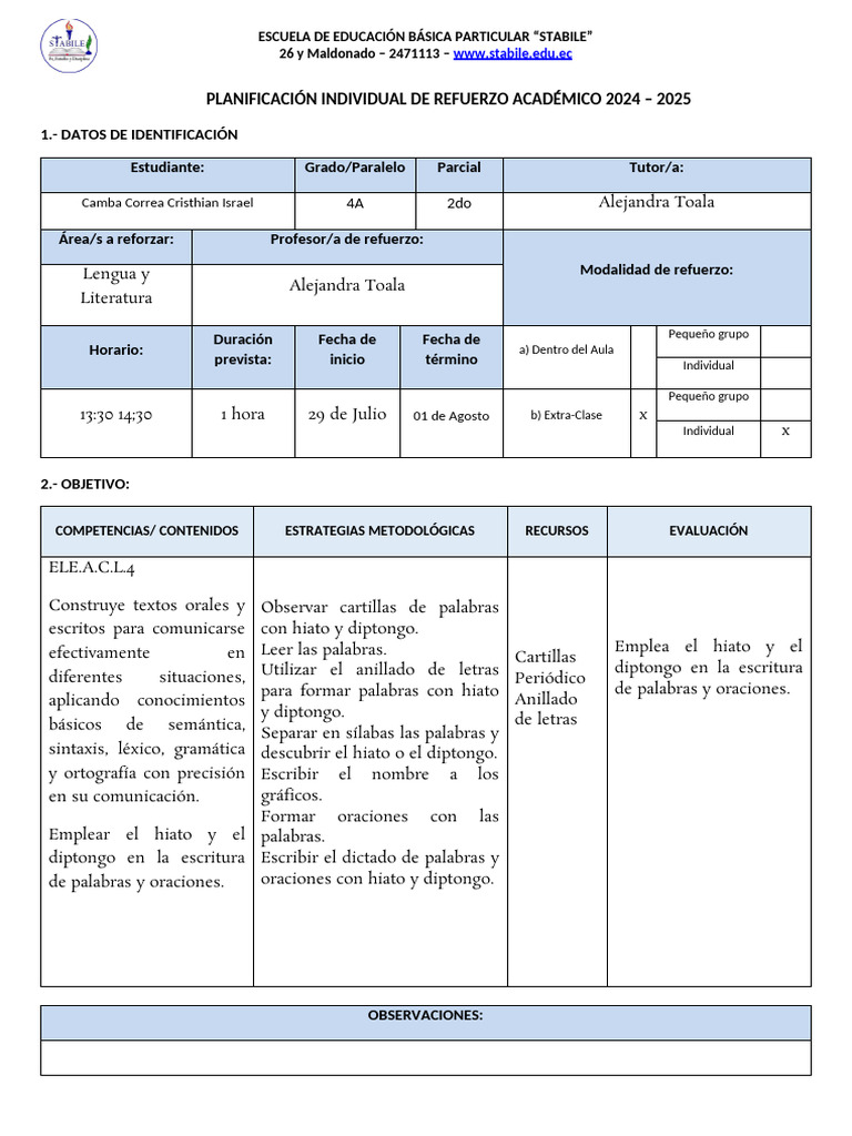 Plan De Refuerzo Refuerzo Pdf Educación Primaria Maestros