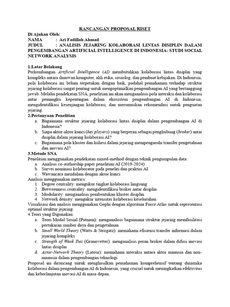 Rancangan Proposal Riset - Ari Fadillah Ahmad | PDF | Artificial ...