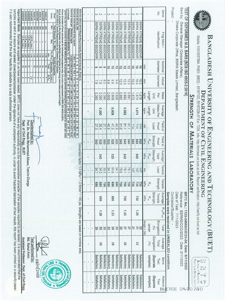 BSRM Xtreme B500DWR (8mm-16mm) | PDF