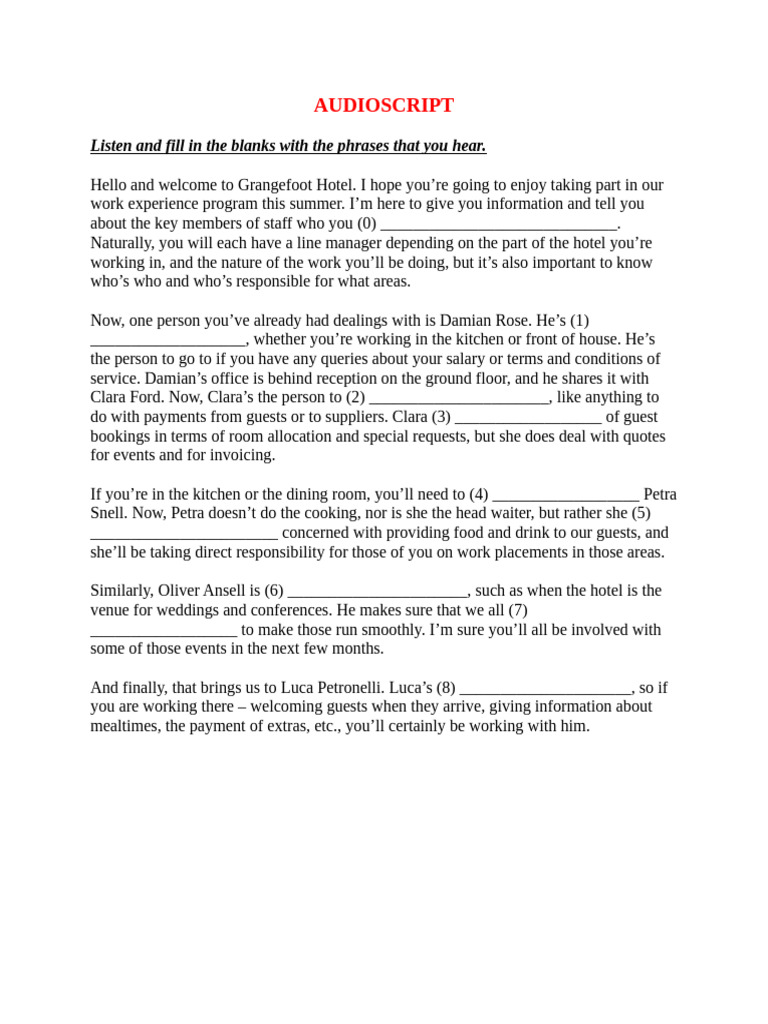 Audioscript Matching | PDF