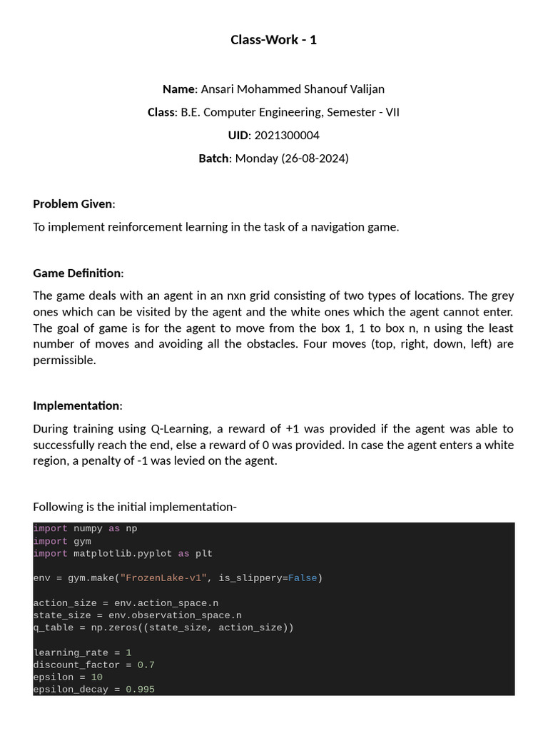 Class-Work-1 (26-08-2024) | PDF | Cognitive Science | Artificial Intelligence