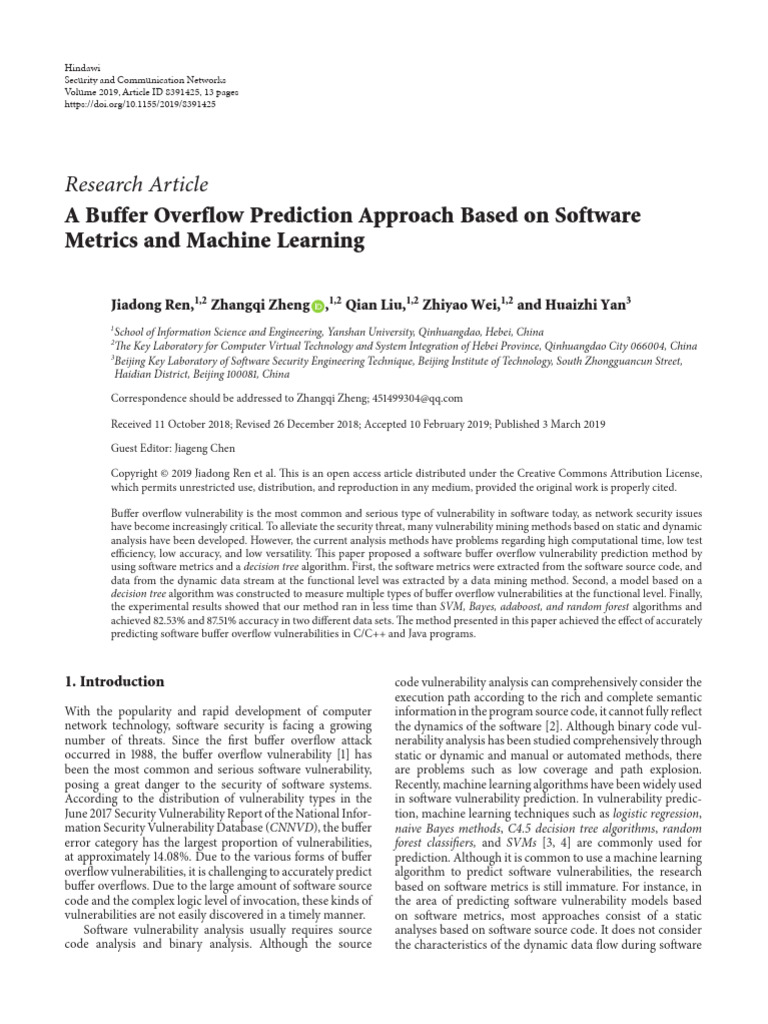 A Buffer Overflow Prediction Approach Based On Sof Pdf Statistical