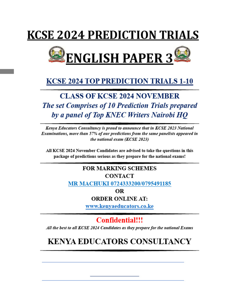 Eng Pp3 Kcse 2024 Prediction Trials | PDF | Essays