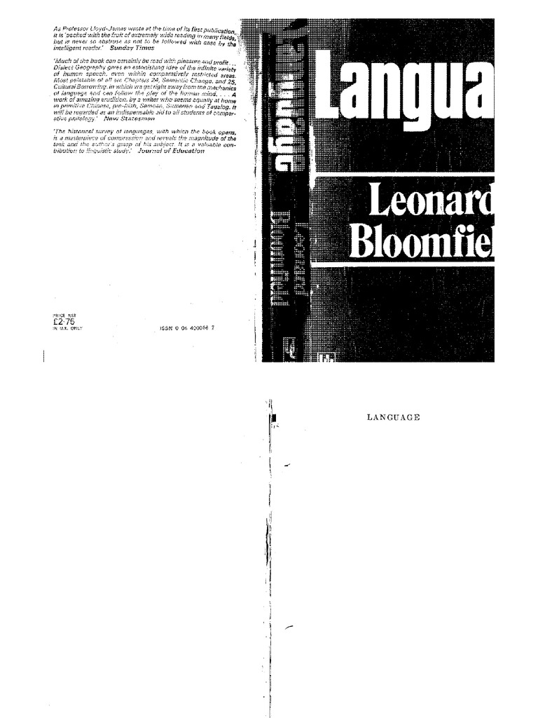 Bloomfield Leonard Language 1933 | PDF