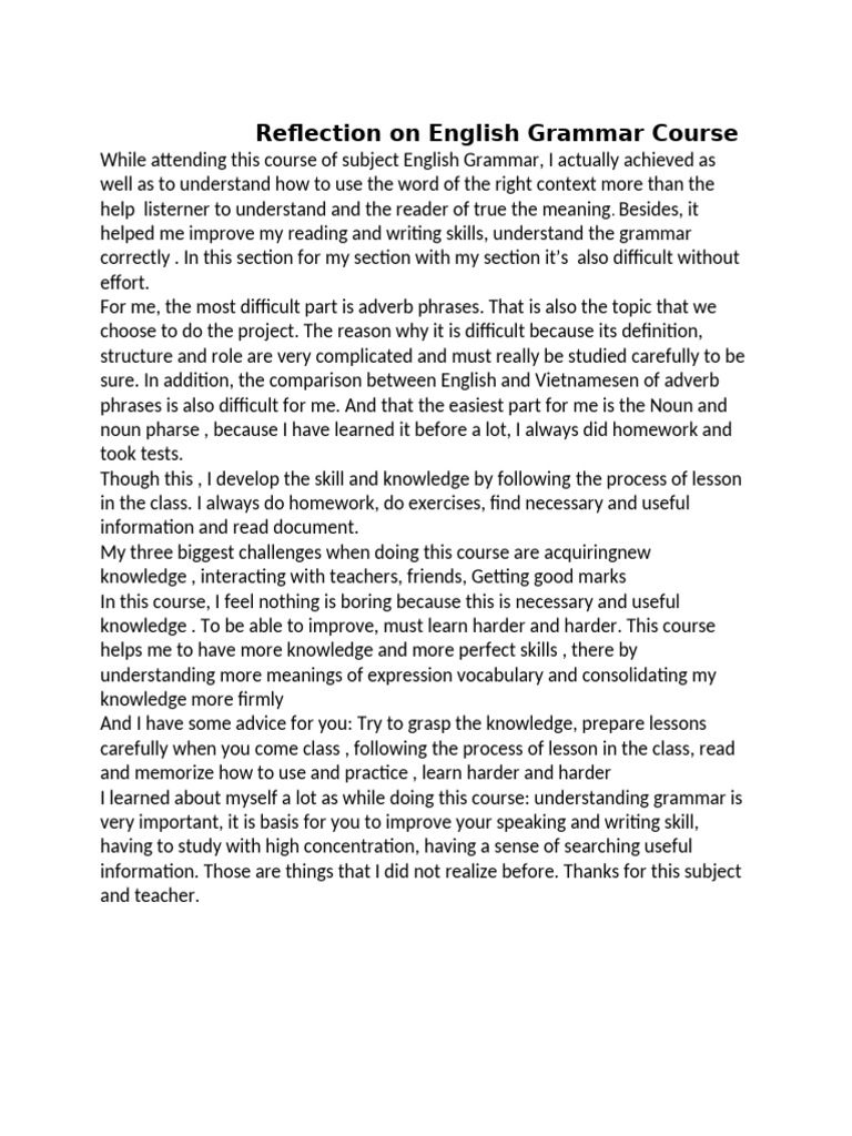 Reflection-on-English-Grammar-Course (1) . | PDF