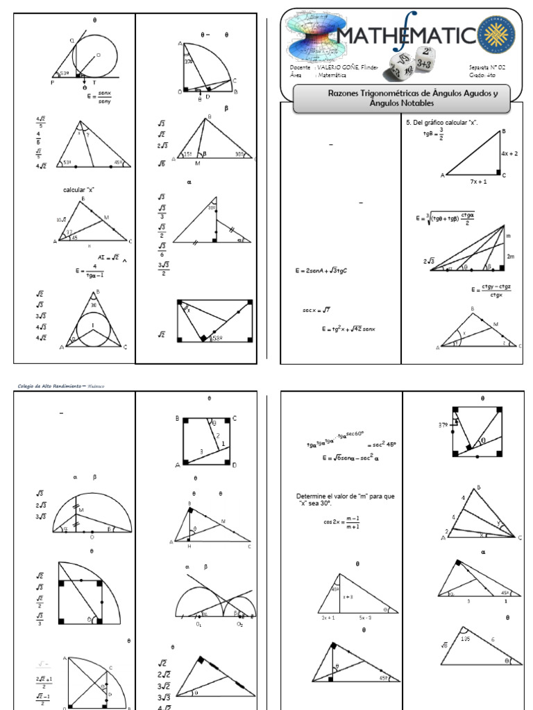 Separata #04 - RTs de Ángulos Agudos y Notables | PDF | Geometria clasica | Formas geométricas
