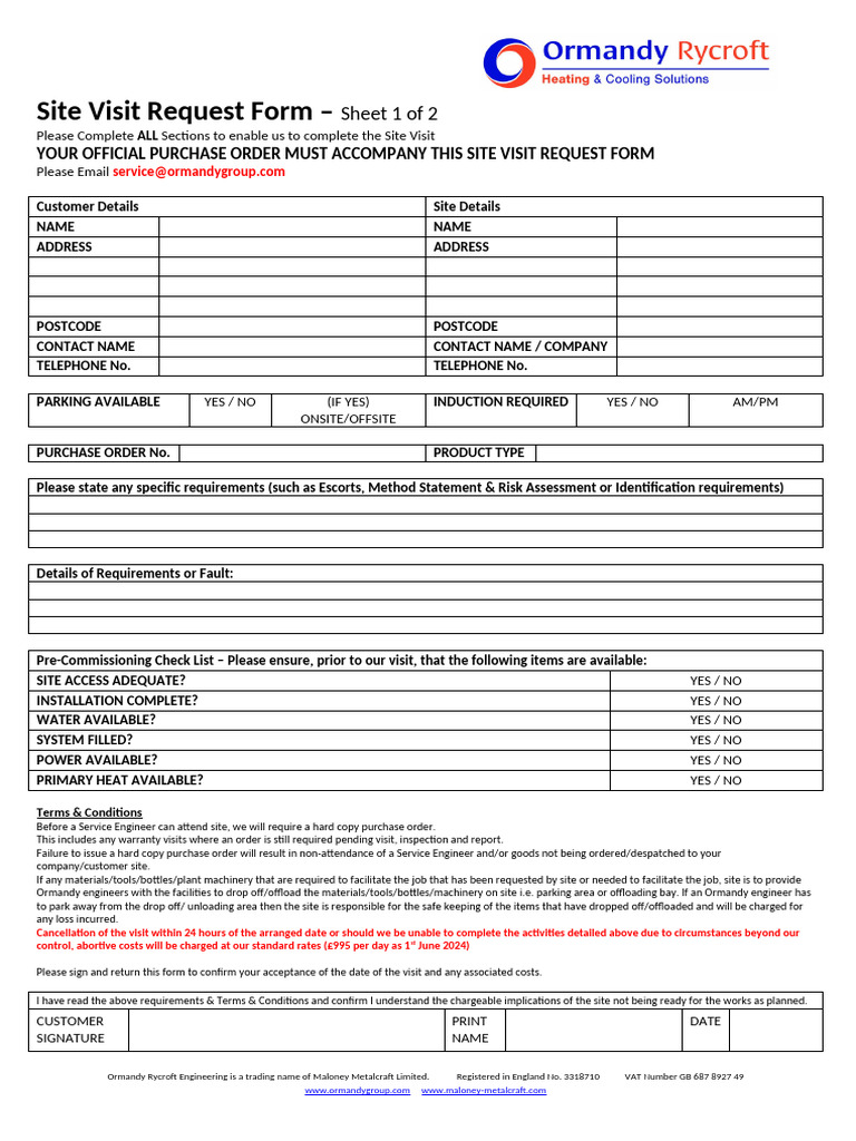 Site Visit Request Form (June 2024) | PDF