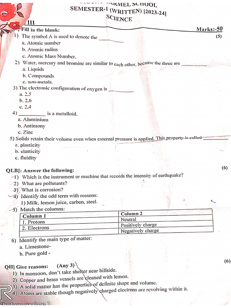 Science practice paper | PDF