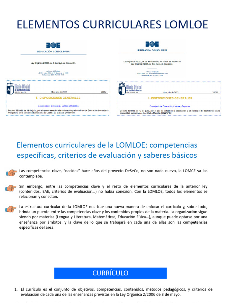Elementos Curriculares Lomloe | PDF | Aprendizaje | Evaluación