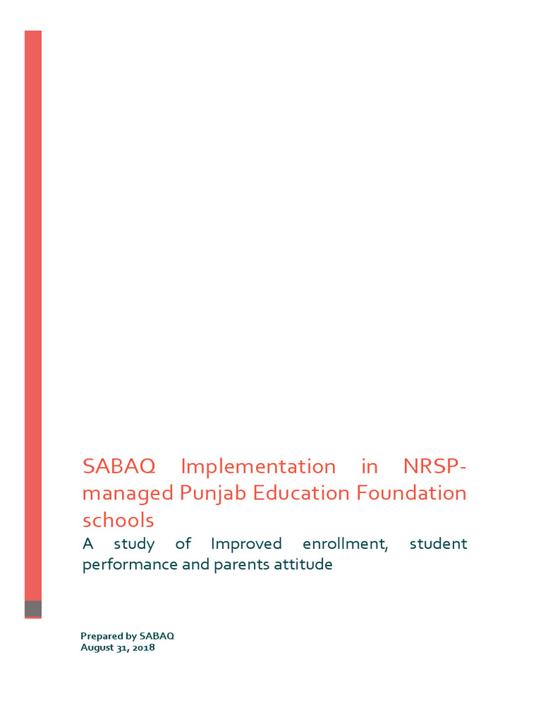 SABAQ in PEF Schools Report | PDF | Teachers | Learning