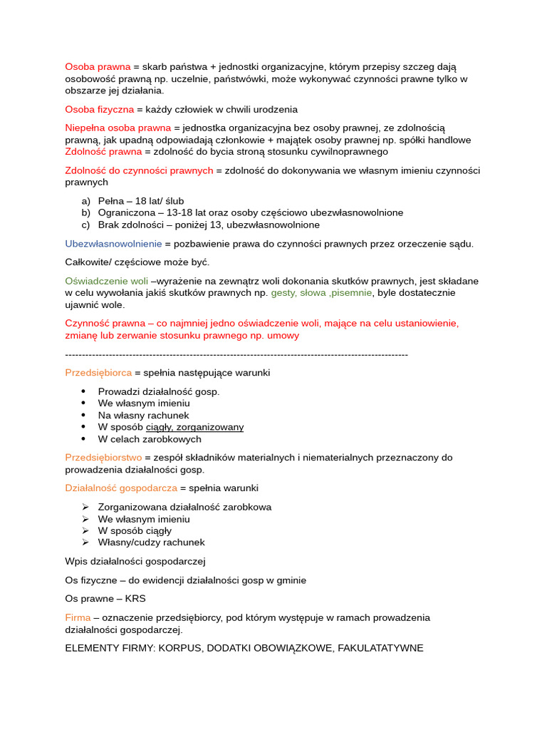 prawo - notatki | PDF