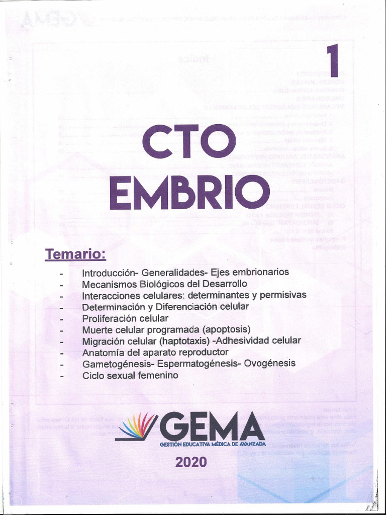Embriologia CTO 1 | PDF | Anatomía | Procesos celulares