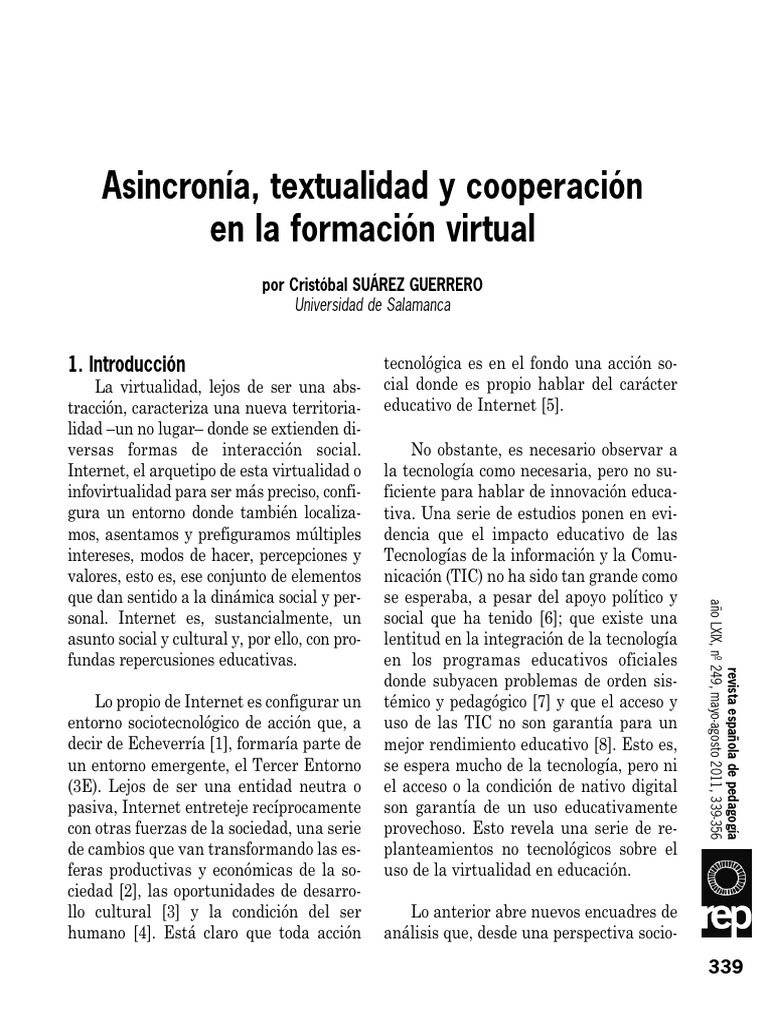 Asincronía Textualidad y Cooperación en La Formación Virtual | PDF ...