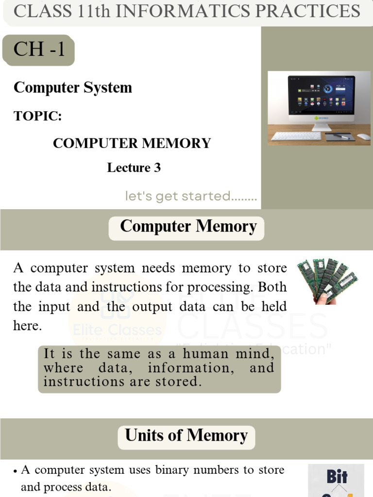 Computer Memory Lecture-3 Part-1 | PDF