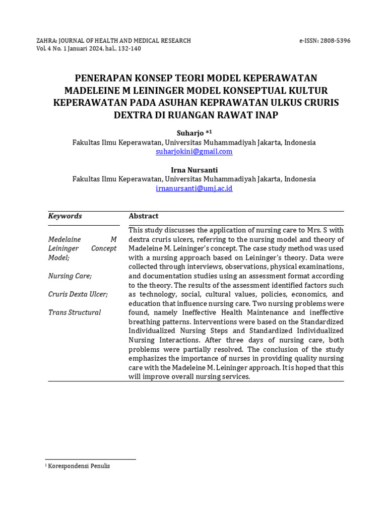 Penerapan Teori Leininger pada Ulkus Cruris | PDF