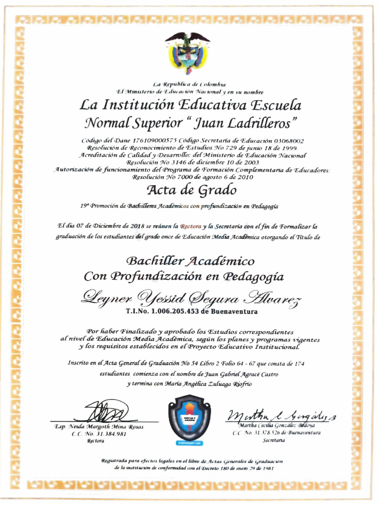 Acta - Leyner Segura | PDF