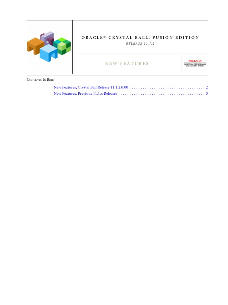 Oracle® Crystal Ball, Fusion Edition: New Features | PDF | Oracle ...