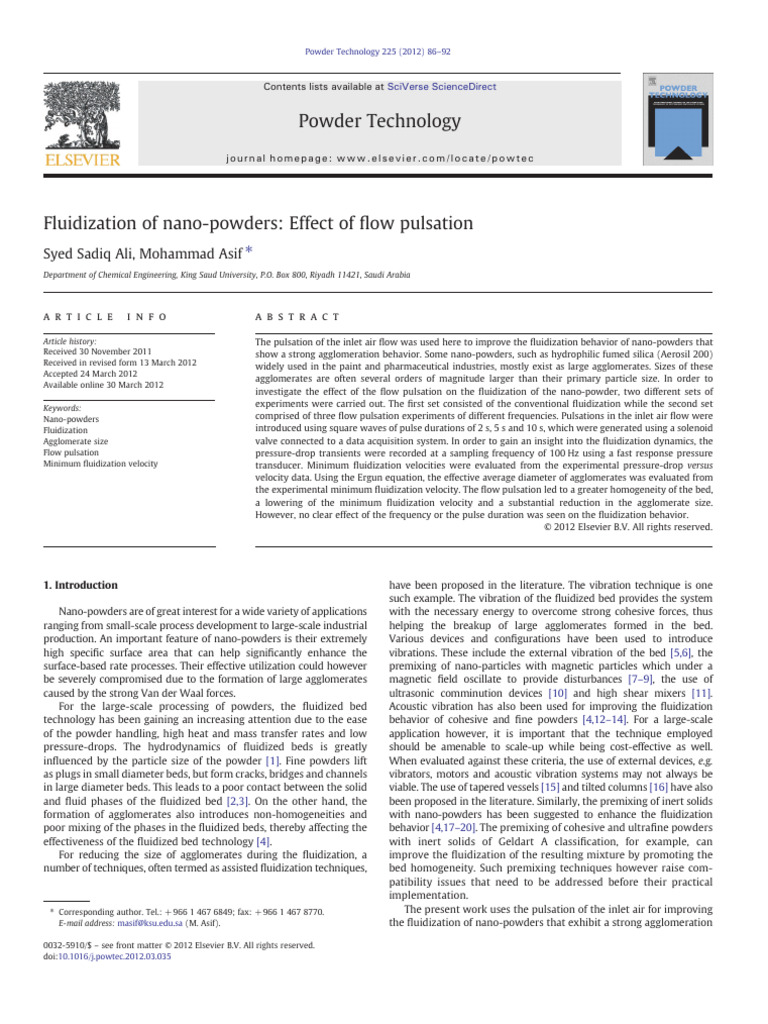 Nano-Powder Fluidization Insights | PDF | Flow Measurement | Vacuum Tube