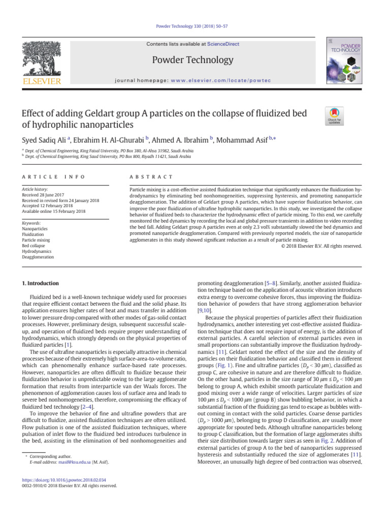 Effect of Adding Geldart Group A Particles On The Collapse of Fluidized ...
