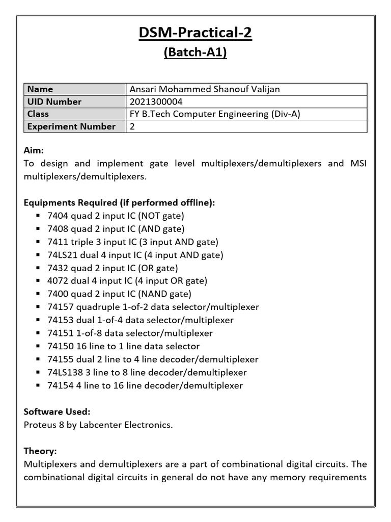 DSM-Practical-2 | PDF | Electrical Circuits | Electronics
