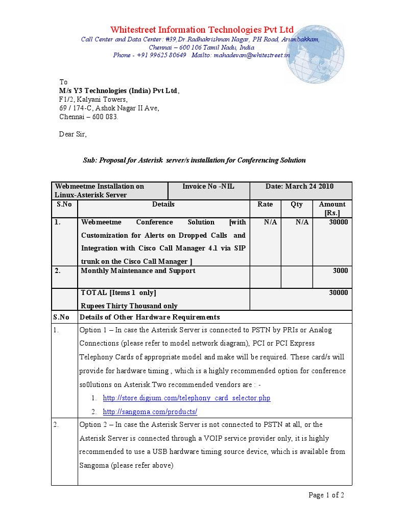 Asterisk Solution Proposal Pdf Server Computing Voice Over Ip
