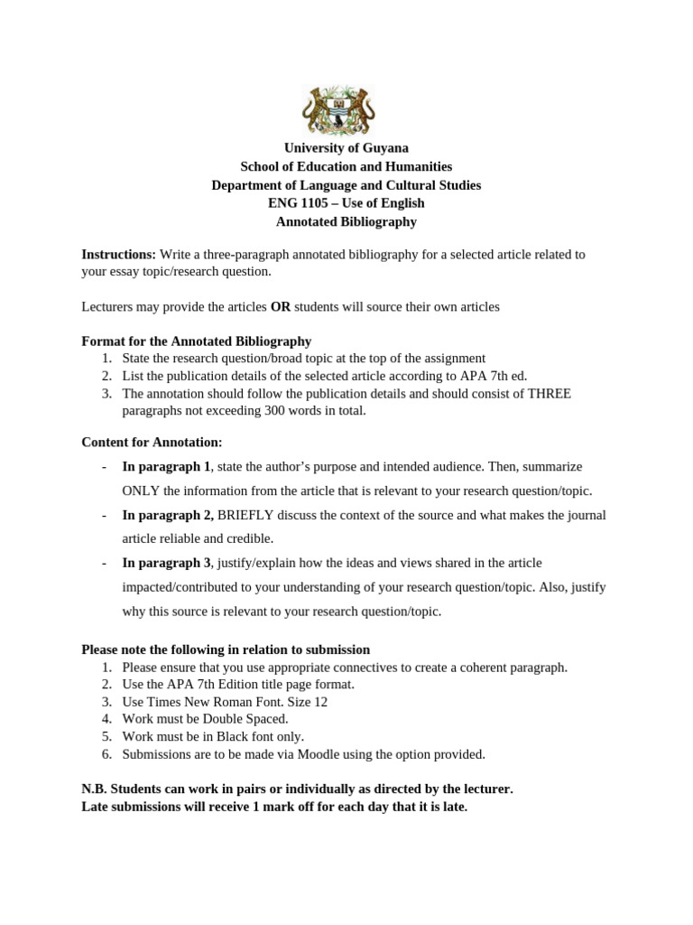 Annotated Bibliography Guide | PDF | Career & Growth | Language Arts ...