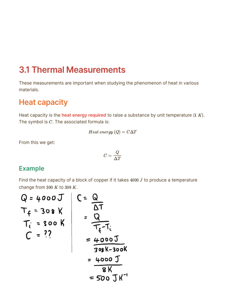 3.1 Thermal Measurements | PDF | Heat Capacity | Heat