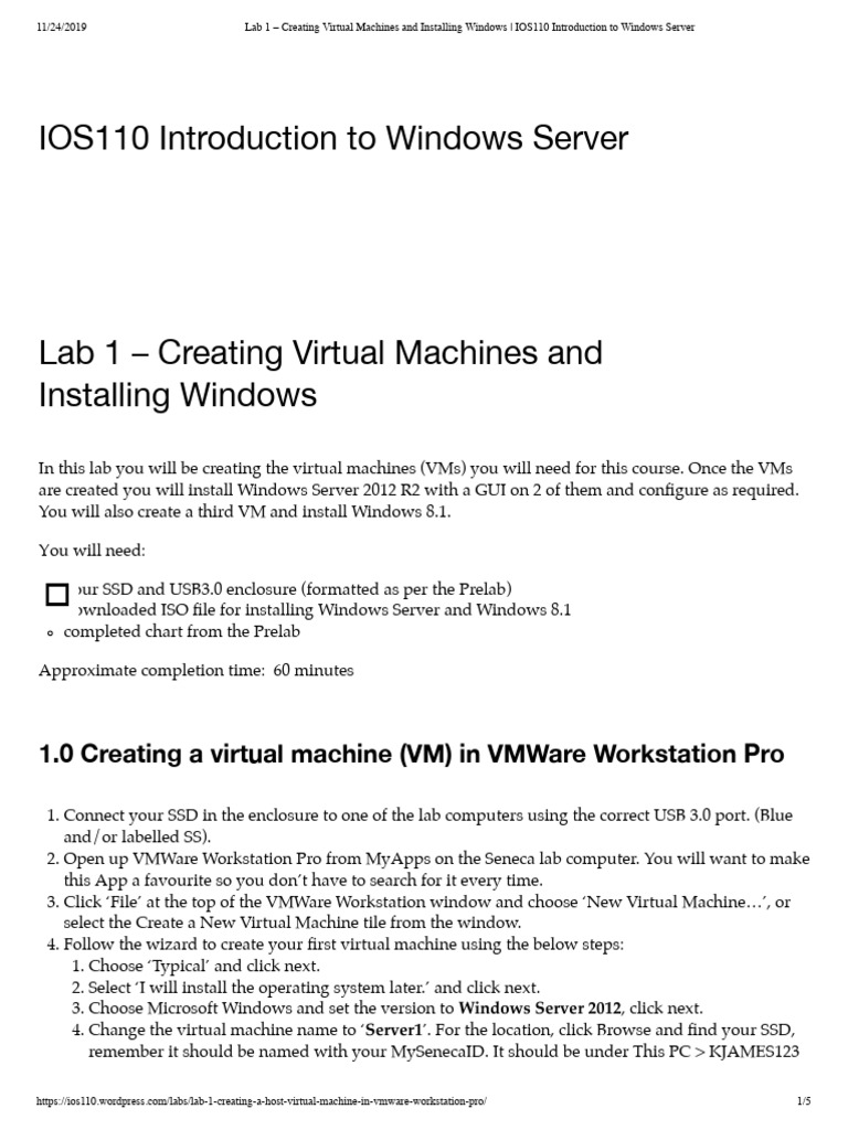 Creating VMs and Installing Windows Server | PDF | Virtual Machine | Microsoft Windows