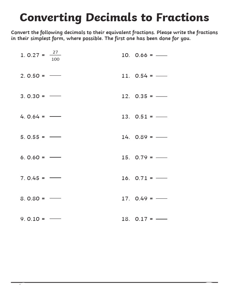 Decimal to Fraction Conversion Guide | PDF