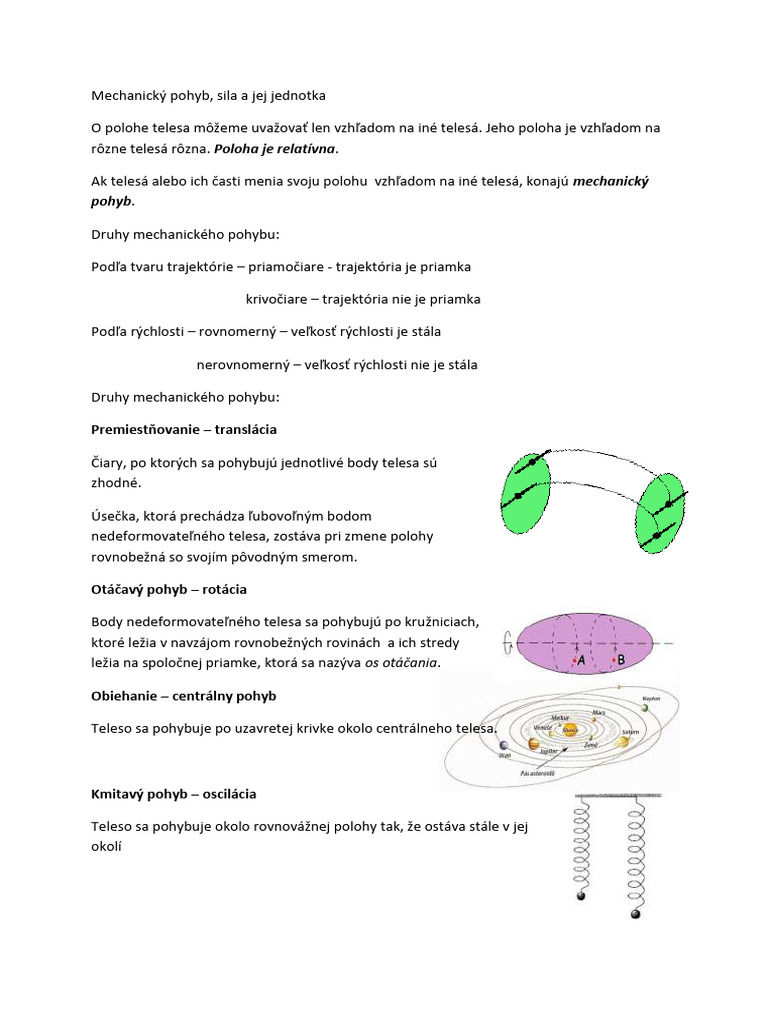 04 Mechanicky Pohyb, Sila | PDF