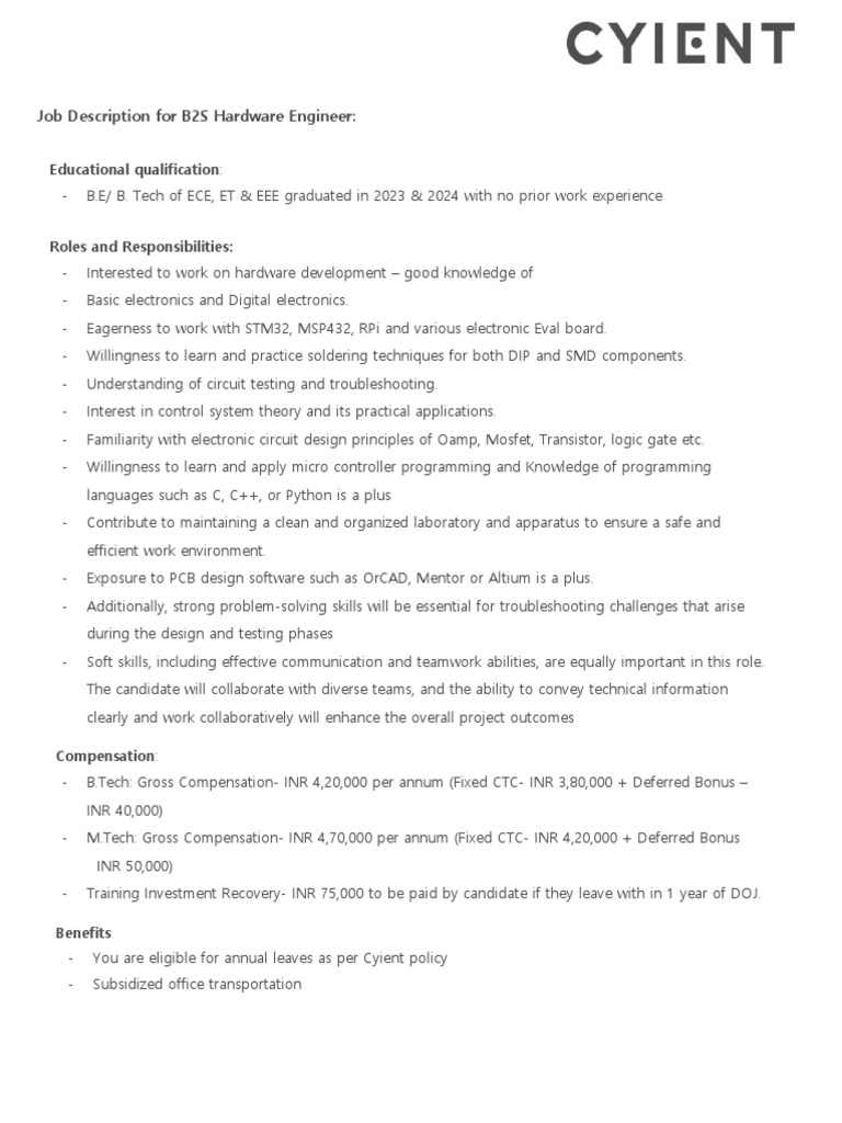 Entry-Level Hardware Engineer Role | PDF | Electronics | Computer ...