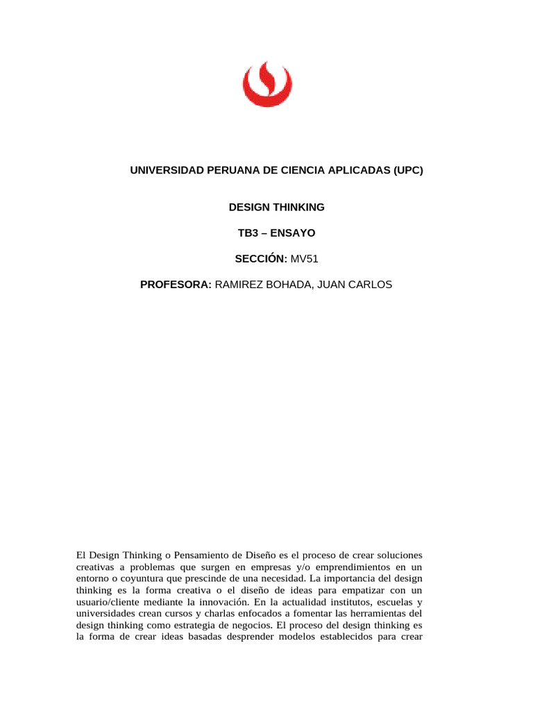 tb3 Ensayo | PDF | El pensamiento de diseño | Ciencia cognitiva