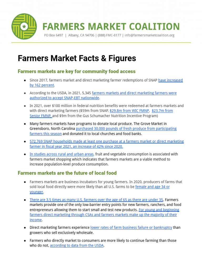 Farmers Market Facts Figures 2022 | PDF | Farmers' Market ...