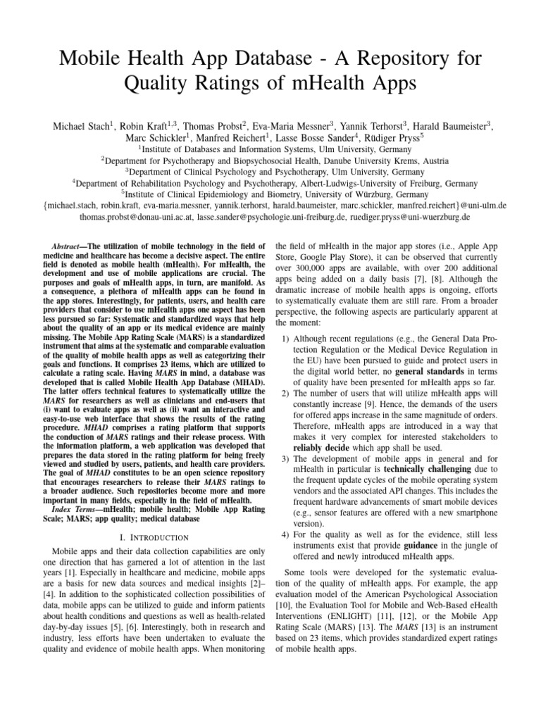 Stach 2020 Mobile Health App Database - A Repo | PDF | Mobile App ...