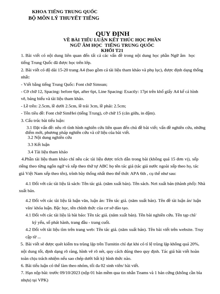 Quy Dinh Viet Tieu Luan Ngu Am T21 | PDF