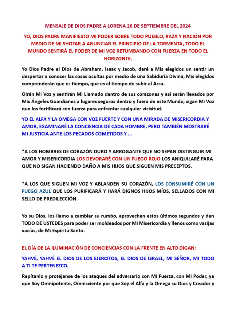 Anuncio Del Principio de La Tormenta - Mensaje de Dios Padre A Lorena ...