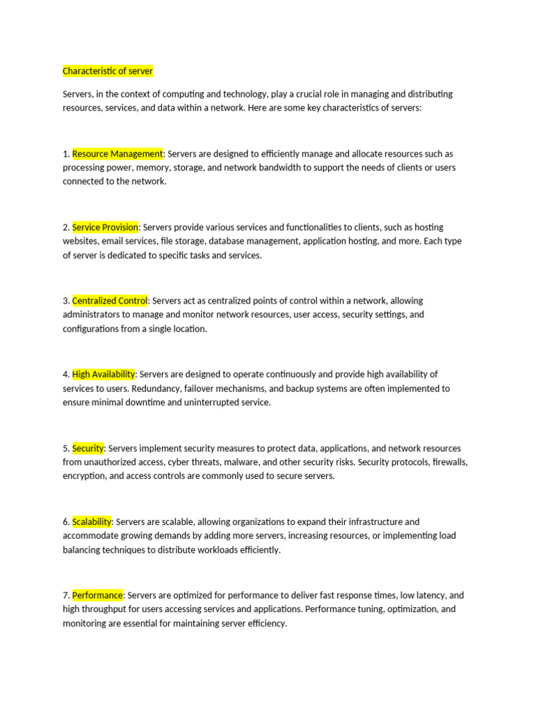 Characteristic If Server | PDF | Computer Network | Server (Computing)