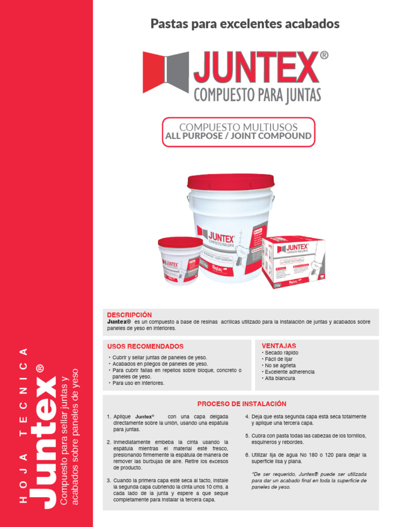 Compuesto Juntex® para Juntas de Yeso | PDF