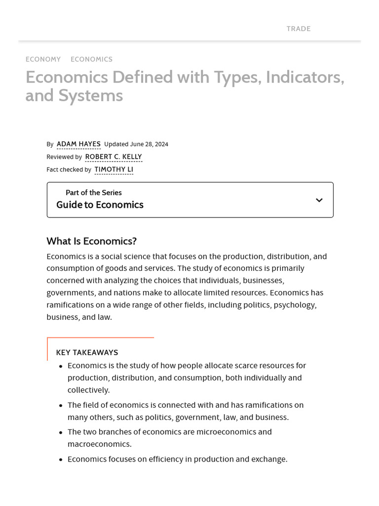 Understanding Economics: Types & Indicators | PDF | Economics | Macroeconomics