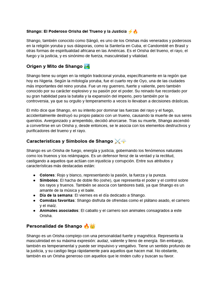 Shango - El Poderoso Orisha Del Trueno y La Justicia ? | PDF | Religión y espiritualidad