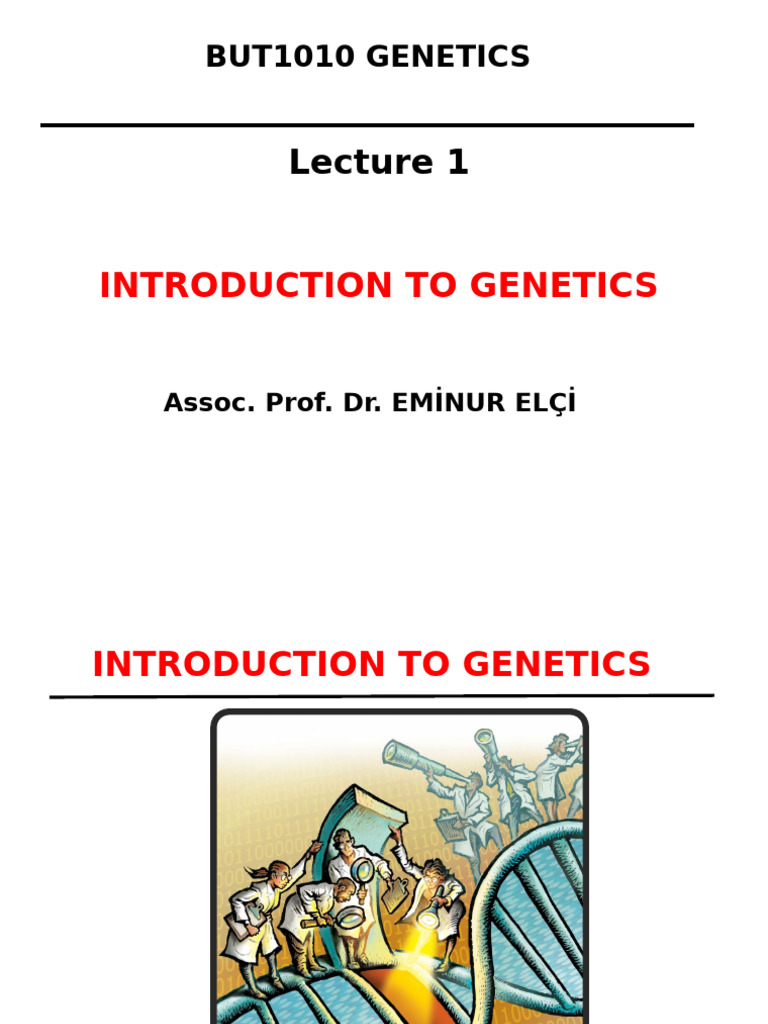 Lecture 1 - Introduction To Genetics | PDF | Translation (Biology) | Rna