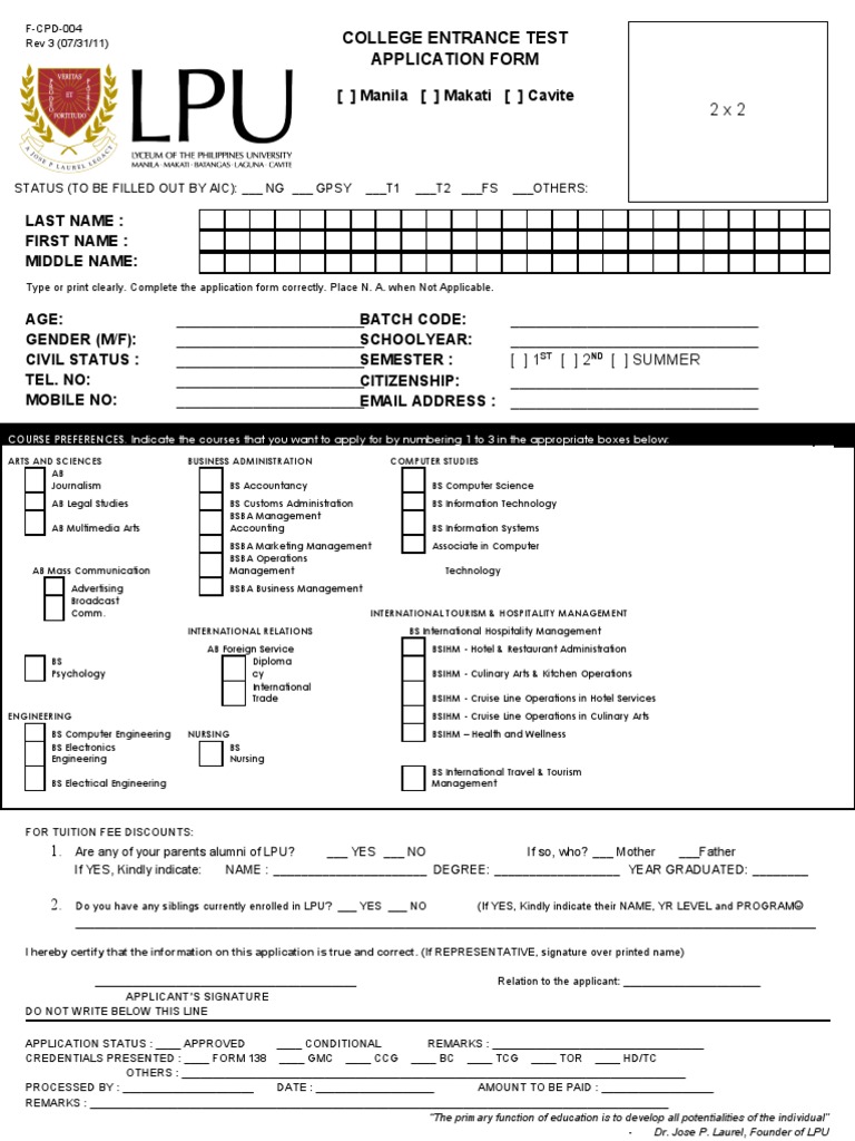 Cet Application Form | PDF