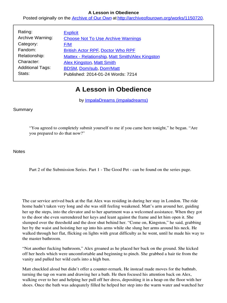 A Lesson in Obedience | PDF | Clitoris