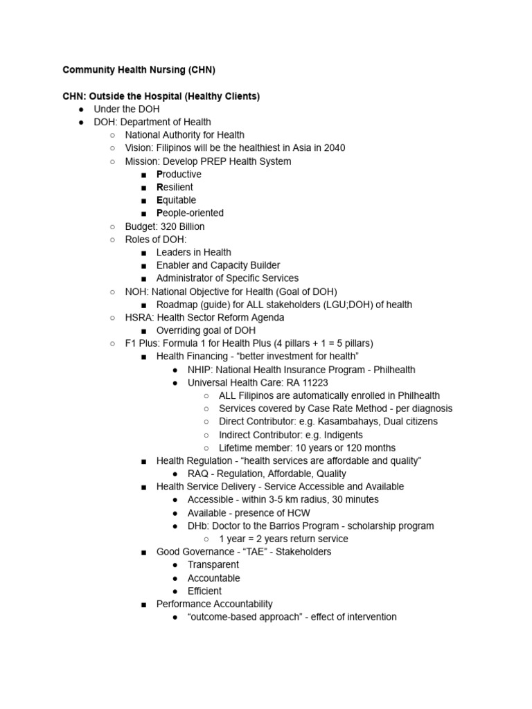 CHN Notes | PDF | Health Care | Sanitation