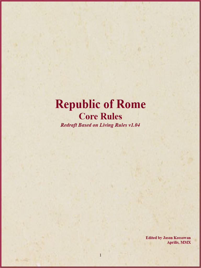 Republic of Rome Core Rules (Valley Games - Streamlined) | PDF | Roman ...